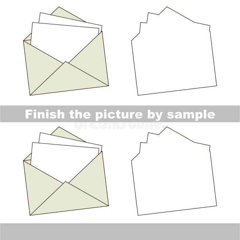 Envelope. Drawing Worksheet. Stock Vector - Illustration of school ...