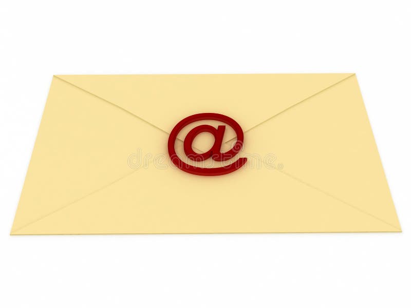 Envelope with E-mail Sign Over White Stock Illustration - Illustration ...