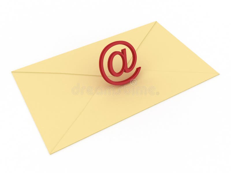 Envelope with E-mail Sign Over White Stock Illustration - Illustration ...