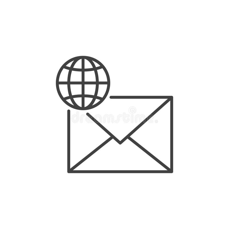 Envelope with Earth Globe Vector WWW Email Concept Line Icon Stock ...