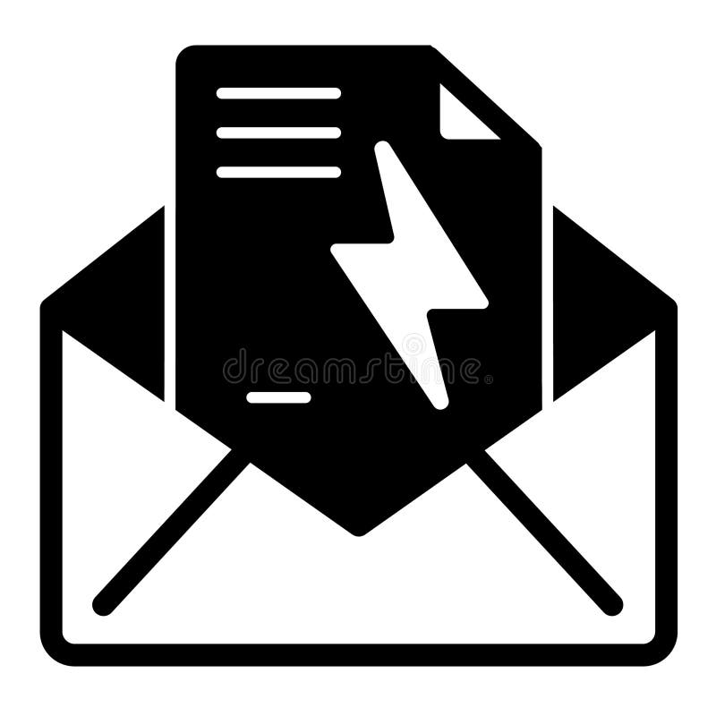 Envelope with Electricity Bill Paper Solid Icon, Electrical Service ...