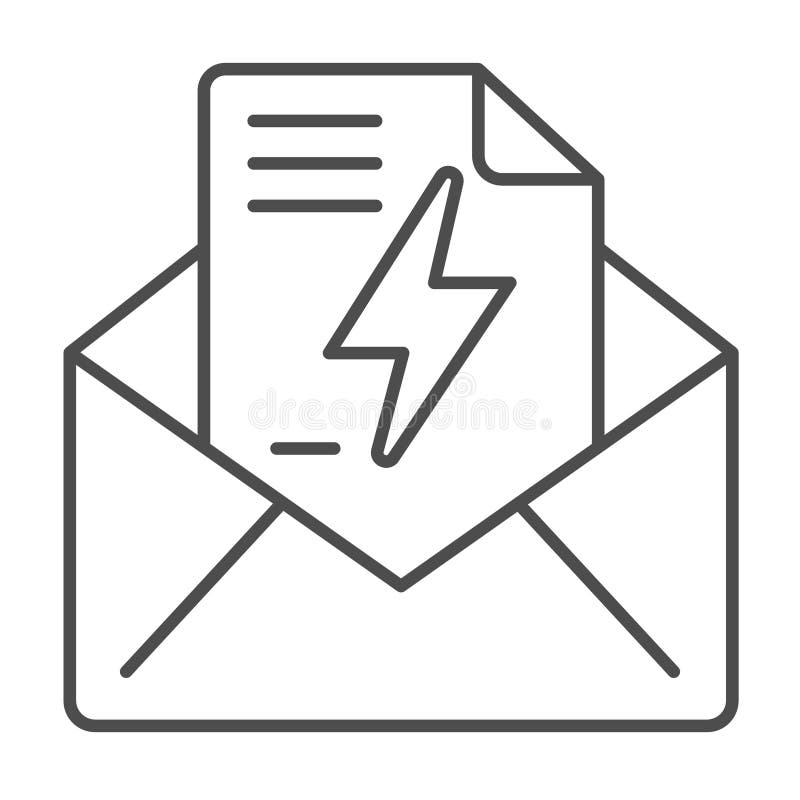 Envelope with Electricity Bill Paper Thin Line Icon, Electrical Service ...