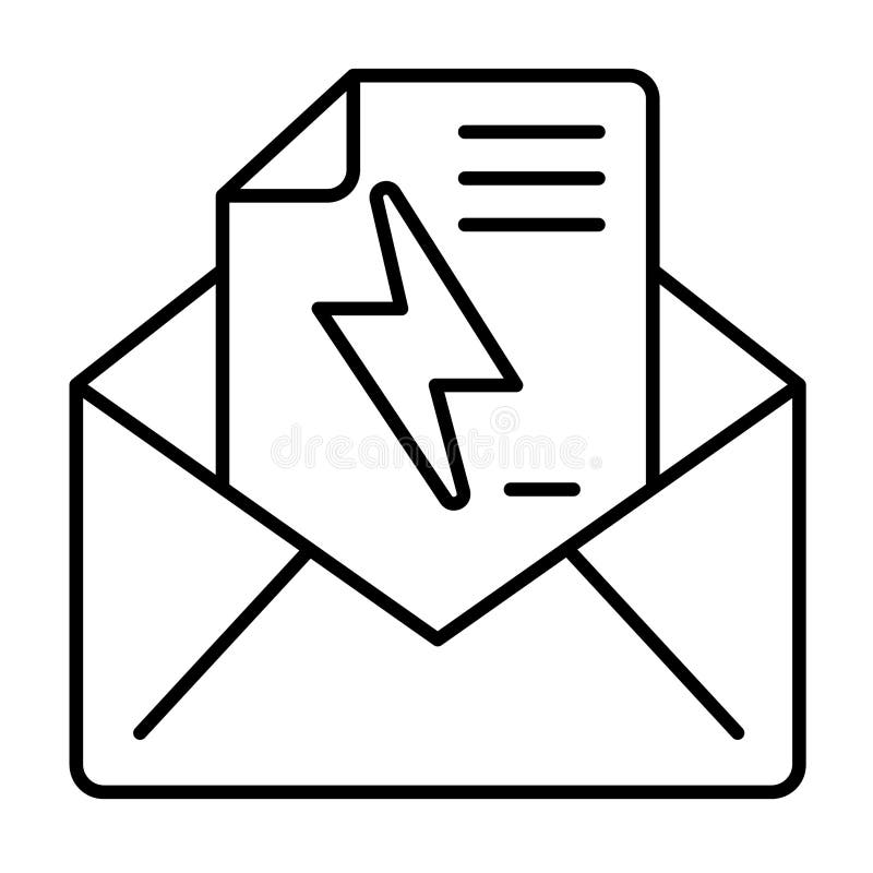 Envelope with Electricity Bill Paper Thin Line Icon, Electrical Service ...