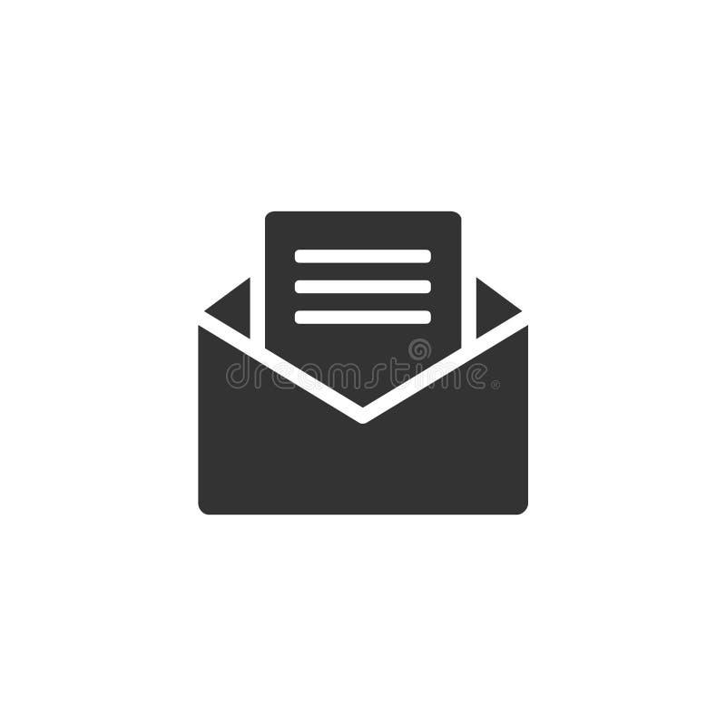 Open Envelope Line Icon. Email Black Outline Sign. Message Black Symbol ...