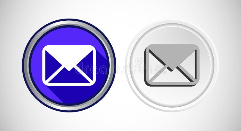 Envelope Email Icon Rounded Button Design Illustration Stock Vector ...