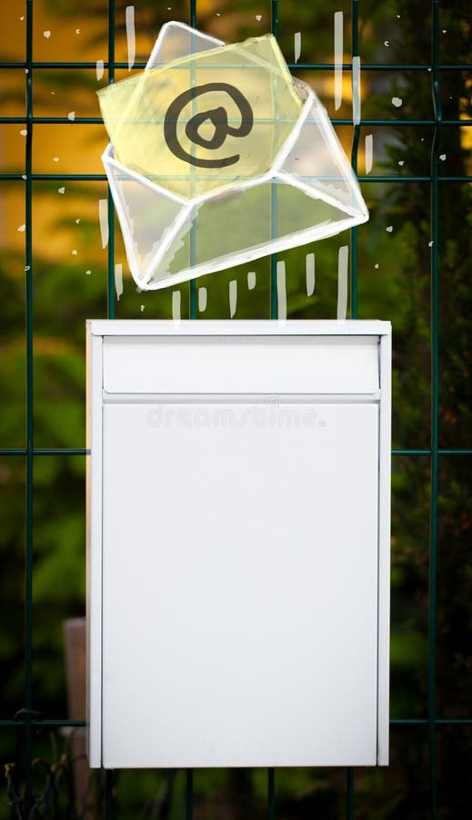 Envelope with Email Sign Dropping into Mailbox Stock Image - Image of ...