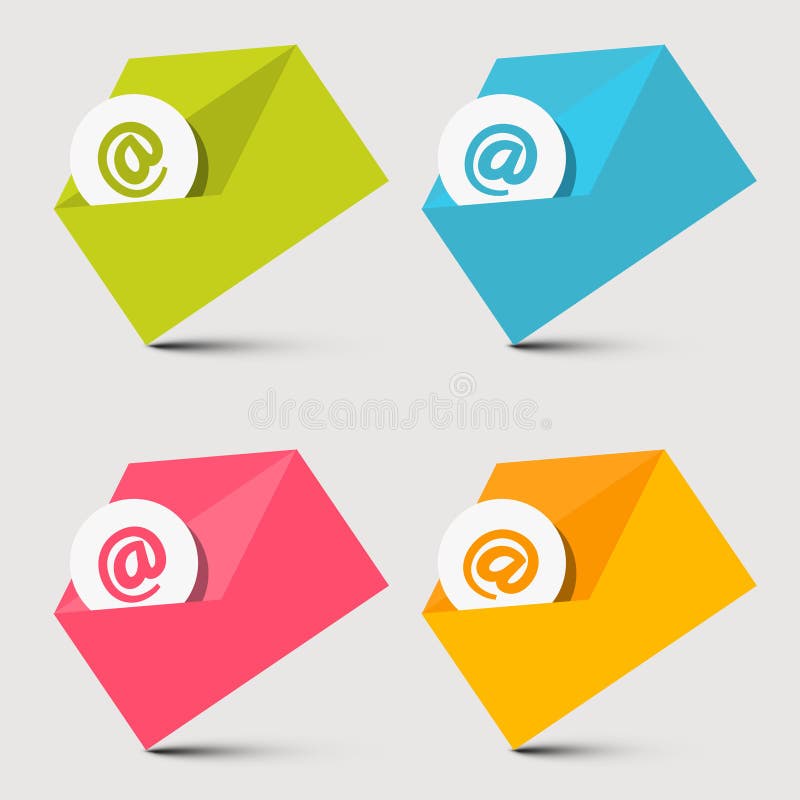 Vector Flat Design UI Email Icons Stock Illustration - Illustration of ...