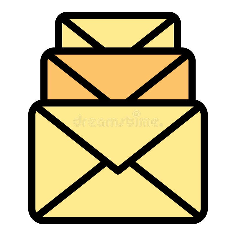Envelope Emails Icon Color Outline Vector Stock Vector - Illustration ...