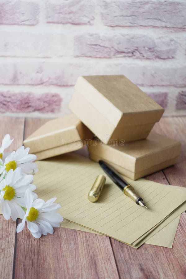 Envelope , Empty Paper and Fountain Pen on Table Stock Photo - Image of ...
