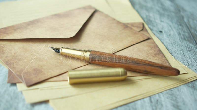 Envelope , Empty Paper and Fountain Pen on Table Stock Footage - Video ...