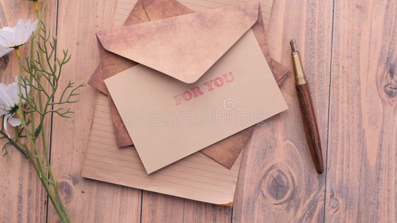 Envelope , Empty Paper and Fountain Pen on Table Stock Video - Video of ...