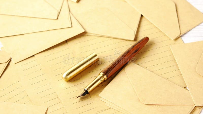 Envelope , Empty Paper and Fountain Pen on Table Stock Footage - Video ...
