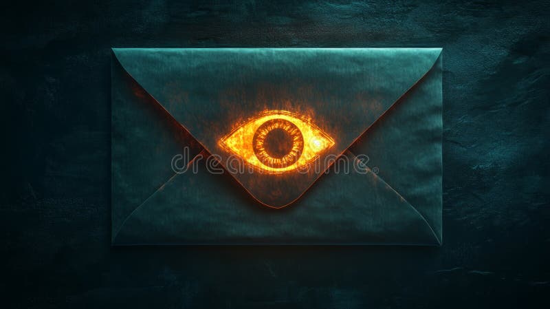 An Envelope with a Fiery Eye Symbol in the Center. Stock Image - Image ...