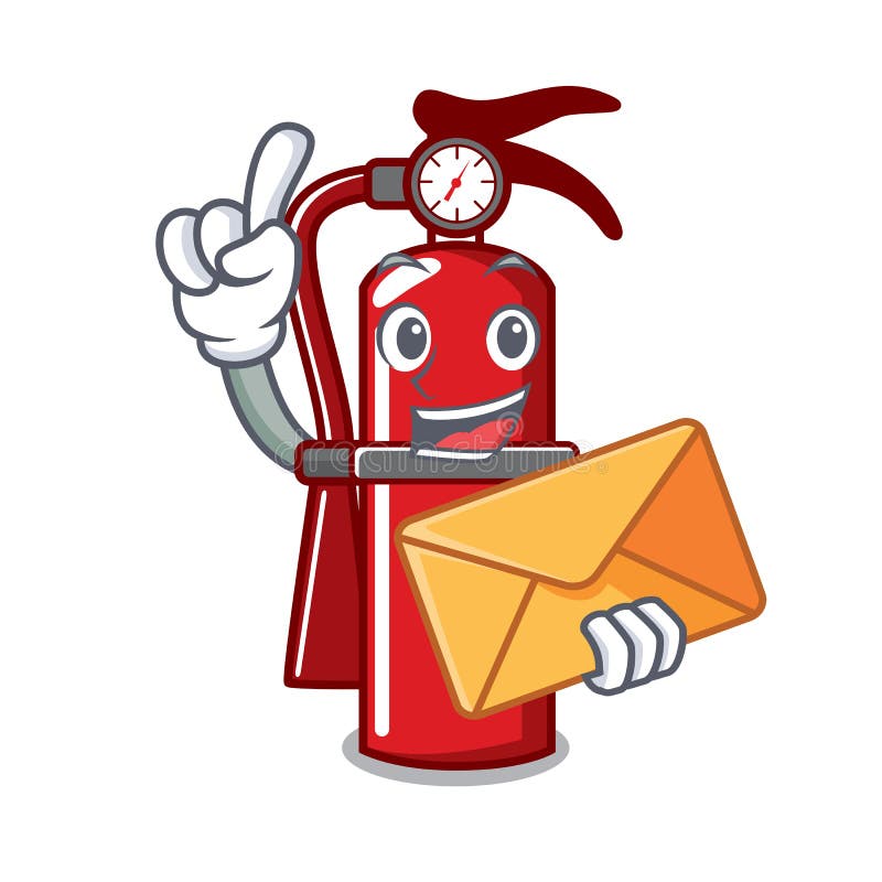 With Envelope Fire Extinguisher Character Cartoon Stock Vector ...