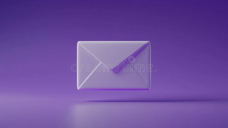 Envelope Floating Against a Vibrant Purple Background with Soft ...