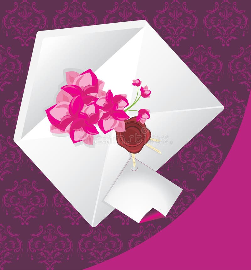 Envelope With Flowers On The Decorative Background Stock Vector ...