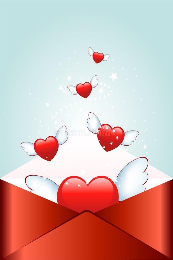 Envelope with flying heart stock vector. Illustration of flying - 12688981
