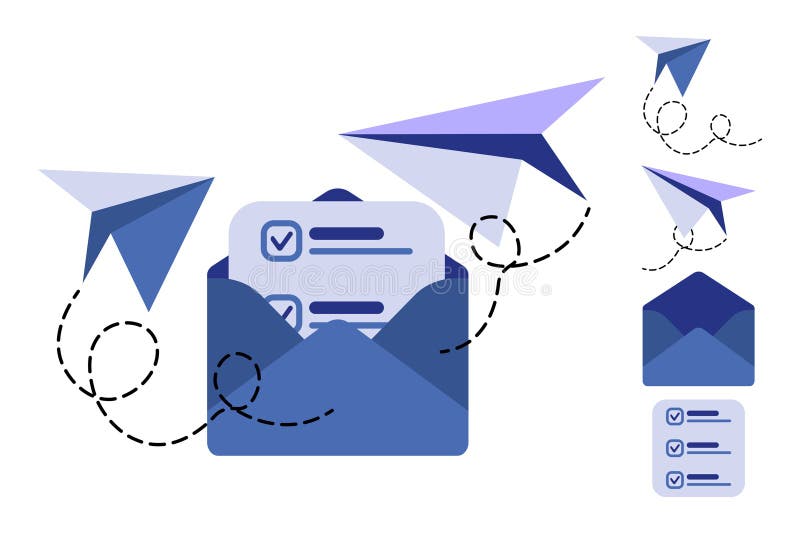 Envelope with Flying Paper Planes. Email Marketing and Message Concept ...