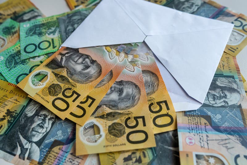 Envelope Full of Australian Cash Notes As Saving or Coruption Concept ...
