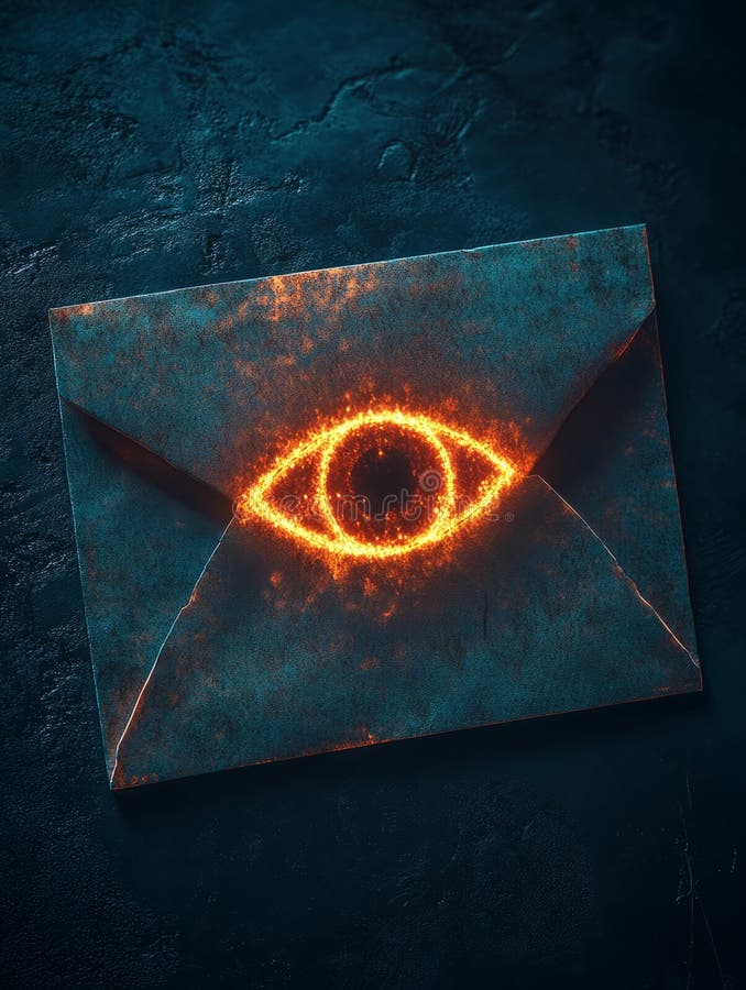 Envelope with a Glowing Fiery Eye Symbol. Stock Photo - Image of ...