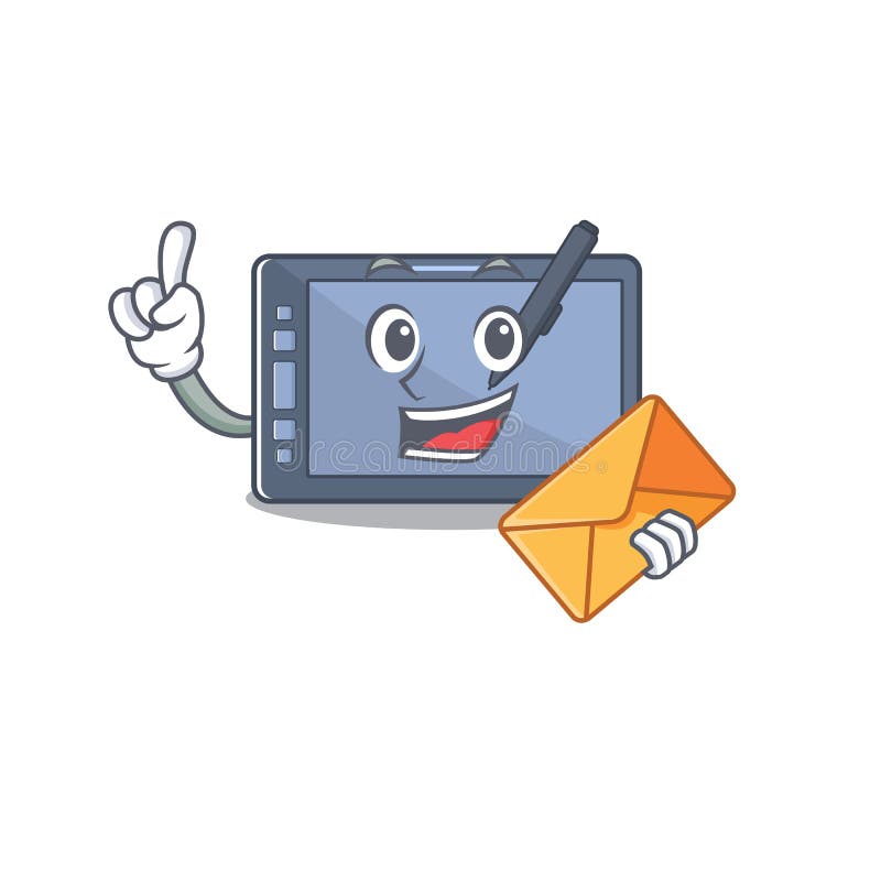 With Envelope Graphic Tablet Character with Shape Mascot Stock Vector ...