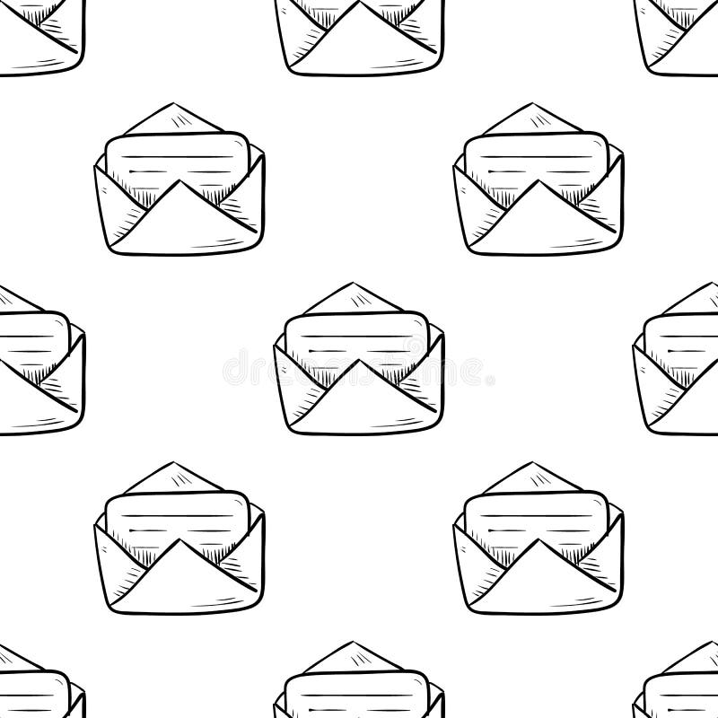 Envelope Hand Drawn Sketch. Seamless Pattern Stock Vector ...