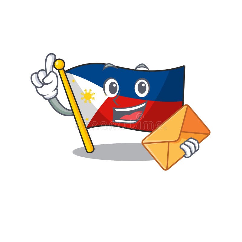 With Envelope Happy Face Flag Philippines Mascot Cartoon Style Stock ...