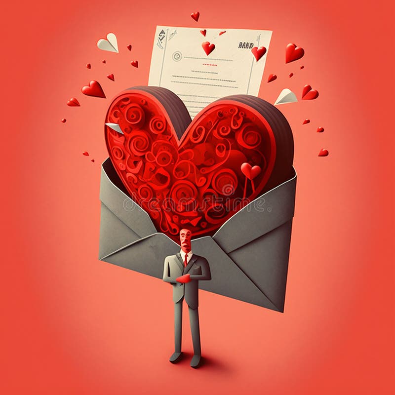 Envelope with a Heart Coming Out. AI Generated Stock Illustration ...
