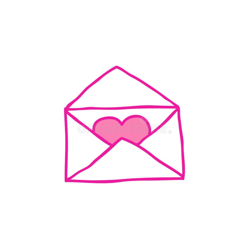 Envelope with Heart Doodle Icon Stock Illustration - Illustration of ...