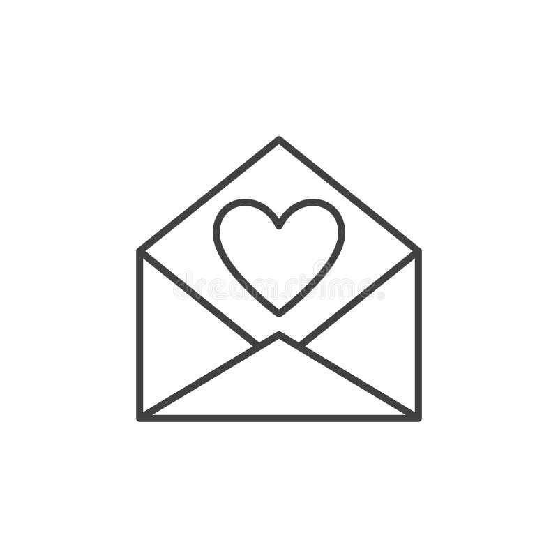 Envelope with Heart Vector Concept Outline Icon or Sign Stock ...