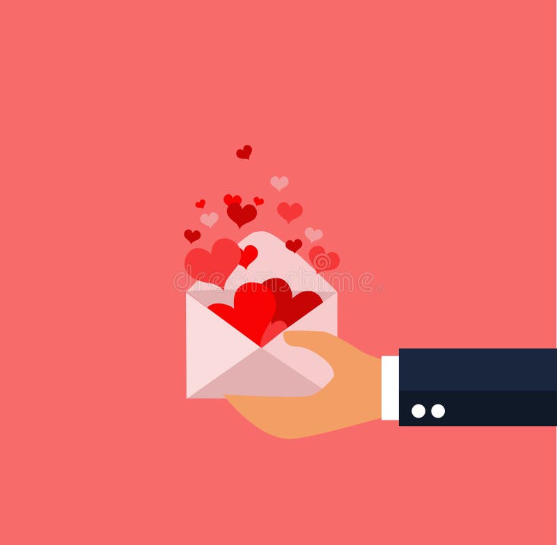 Envelope with Hearts Popping Out Stock Vector - Illustration of ...