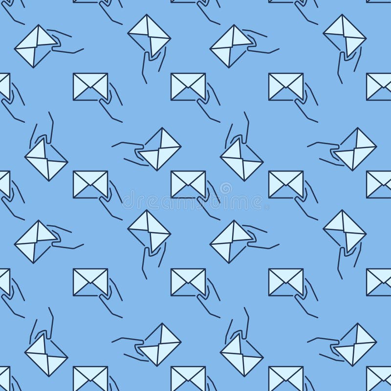 Envelope in Human Hand Vector Colored Seamless Pattern Stock ...