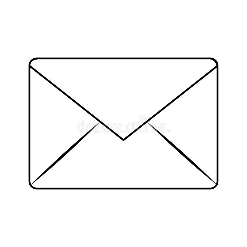 Envelope Icon Cartoon In Black And White Stock Vector - Illustration of ...