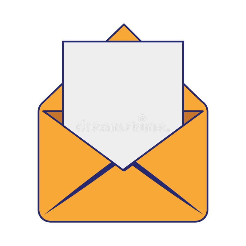 Envelope Icon Cartoon in Black and White Stock Vector - Illustration of ...