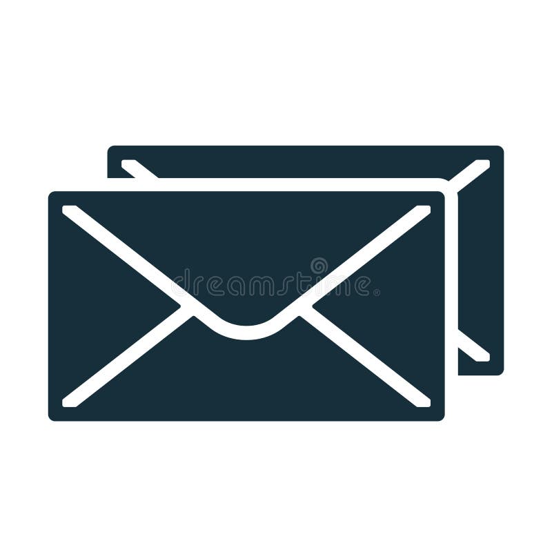 Envelope Icon Flat Black Closed Two Stock Illustration - Illustration ...