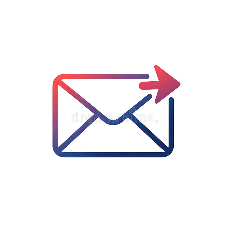 Envelope Icon with a Gradient Border Transitioning from Red To Blue ...