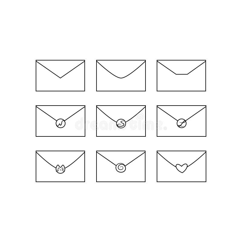 Envelope Icon. Set of Envelopes. Stock Vector - Illustration of card ...