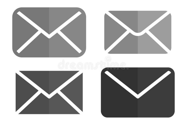 Envelope Icon Set. Monochrome Mail Symbols. Flat Postal Vector. Simple ...