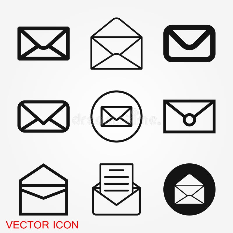 Envelope Icon, Vector Mail Envelope and Letter Symbol Stock ...