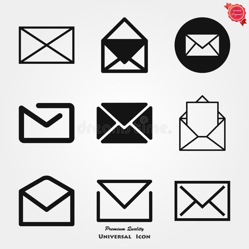 Envelope Icon, Vector Mail Envelope and Letter Symbol Stock Vector ...