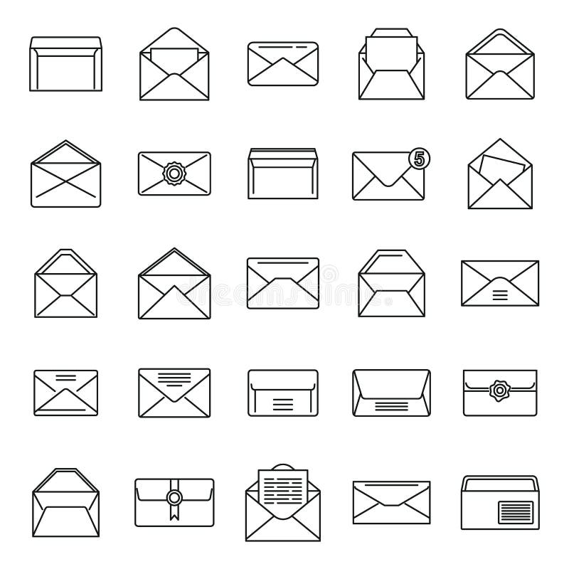 Envelope Icons Set Outline Vector. Blank Mail Stock Vector ...