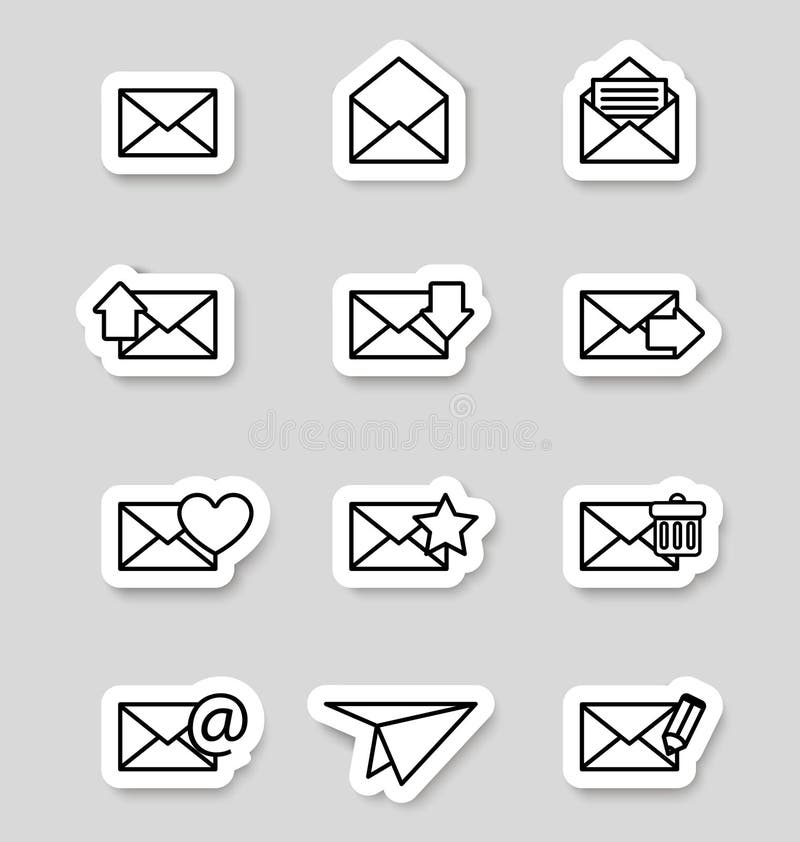 Envelope icons on stikers stock vector. Illustration of isolated - 31101703