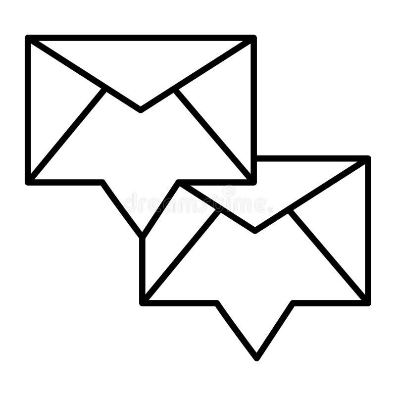 Envelope with Incoming Message Thin Line Icon. Two New Messages Vector ...