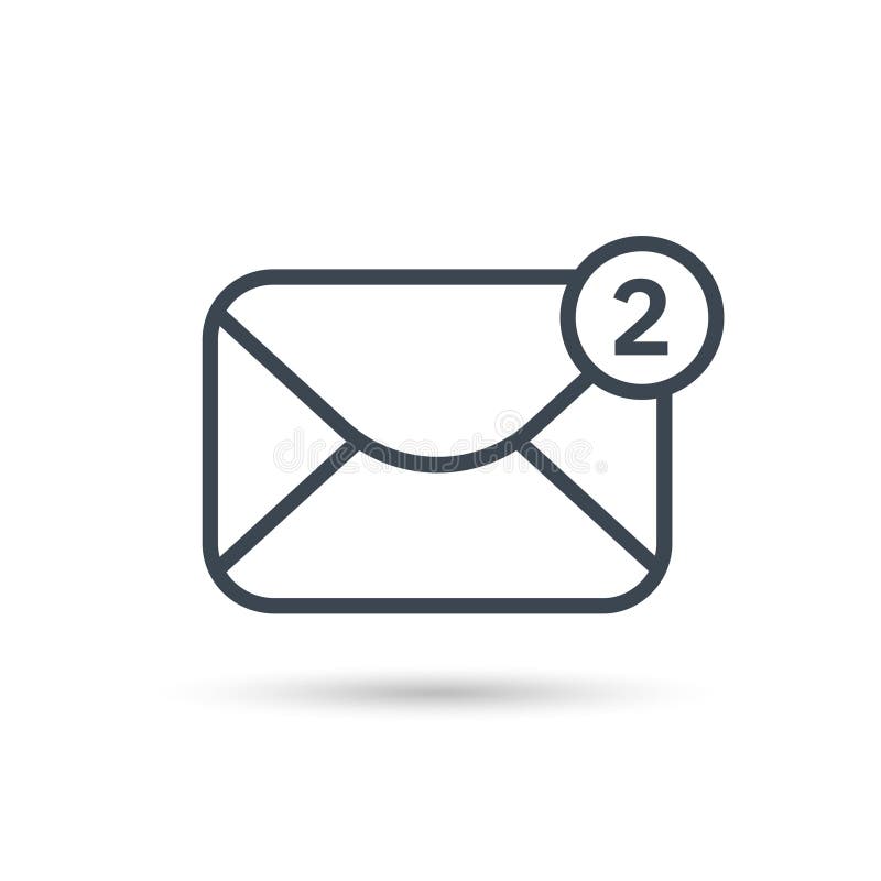Envelope with Incoming Message Vector Symbol. Two New Messages Line ...