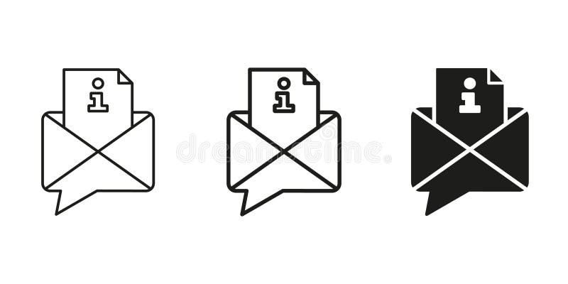 Envelope with Information Document Icon Set. Email Communication ...