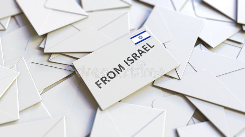 Envelope with from Israel Text on Pile of Other Envelopes ...