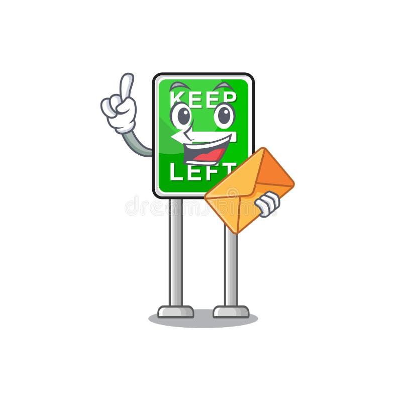 With Envelope Keep Left Cartoon Isolated the Mascot Stock Vector ...