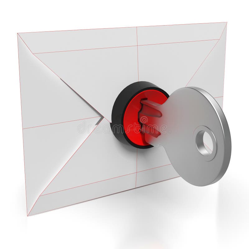 Envelope and Key Showing Secure Email Stock Illustration - Illustration ...