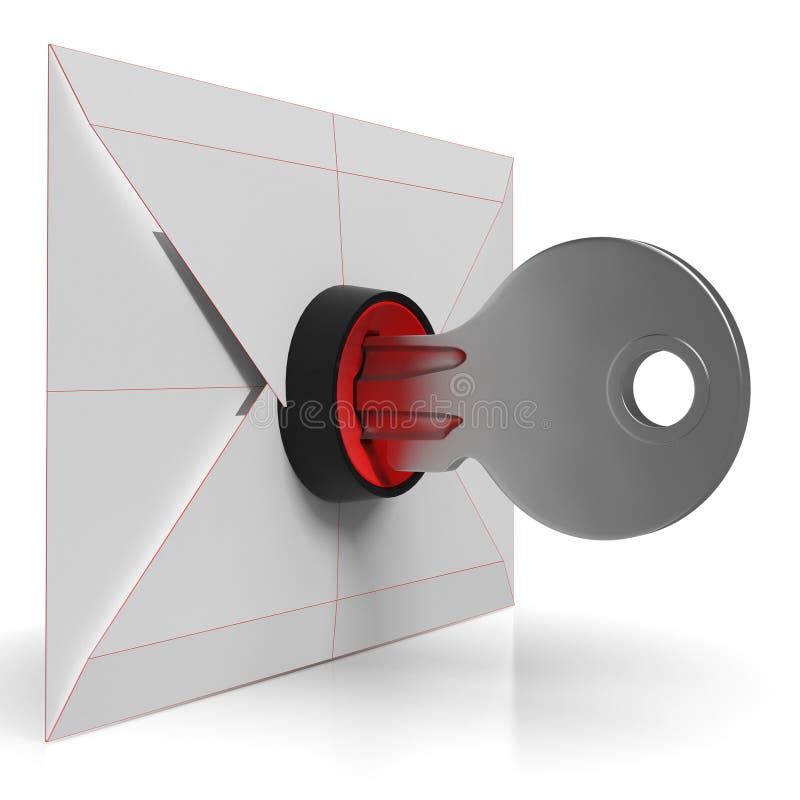 Envelope and Key Shows Secure Email Stock Photo - Image of mail ...