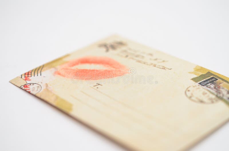Envelope with Kiss from Lips Message from the Enamored Girl. Stock ...